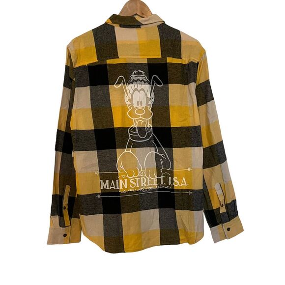 Disney | Shirts | Disney Mens Flannel Shirt Main Street Usa Pluto ...